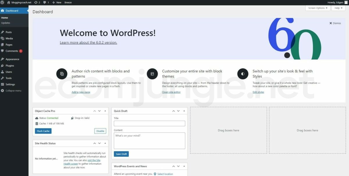 Get To Know WordPress Admin Dashboard: Key Functionality And Features Explained • eComStrive.com